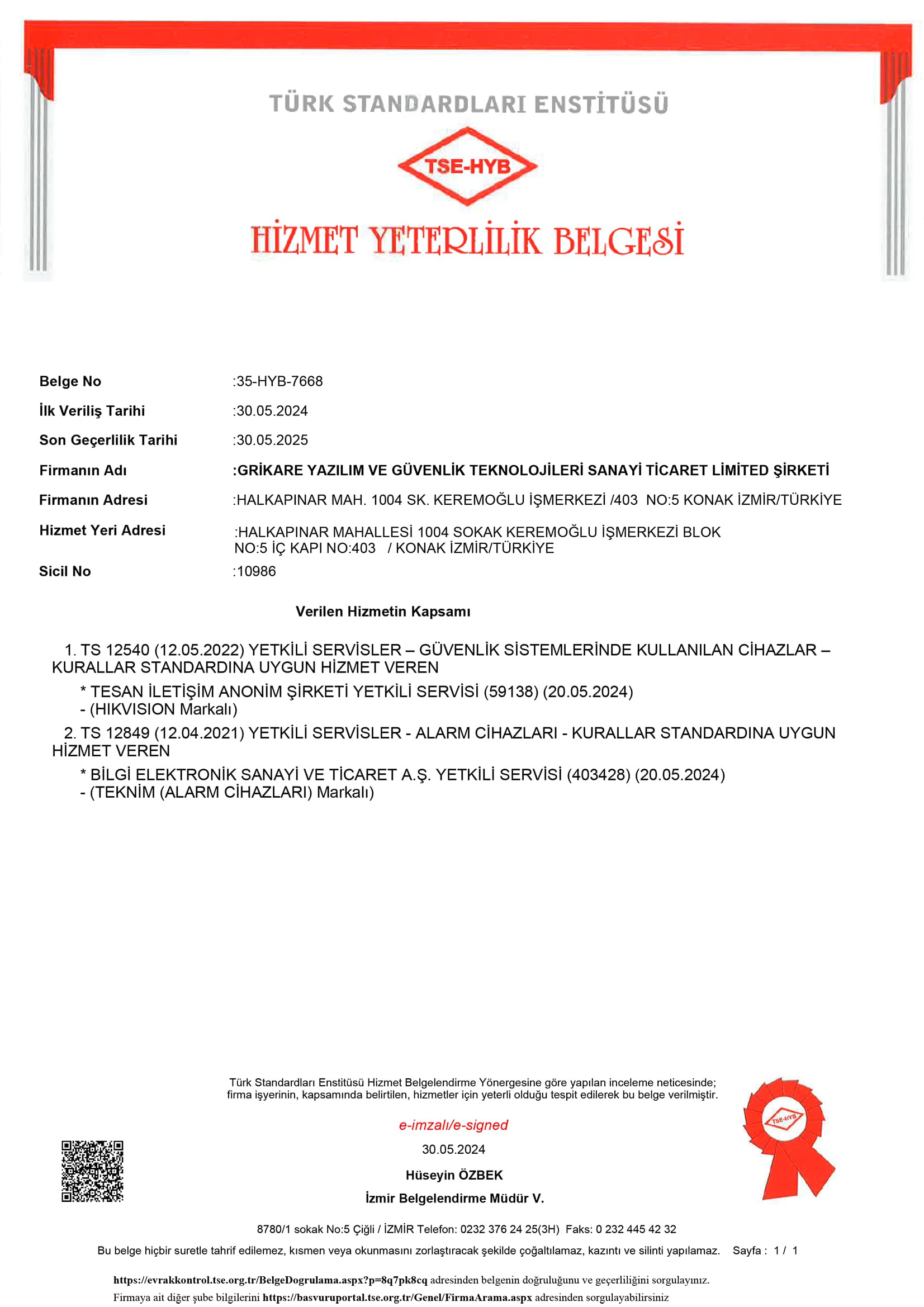 Belgelerimiz - Güvenlik Kamera Sistemleri İzmir